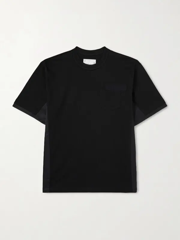Sacai Appliquéd Shell-trimmed Cotton-jersey T-shirt