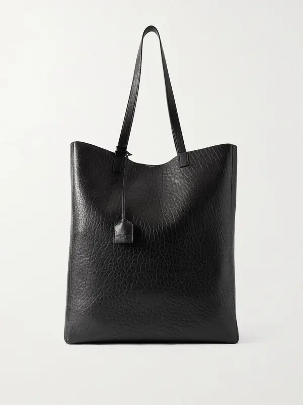 Saint Laurent Full-grain Leather Tote Bag - Black
