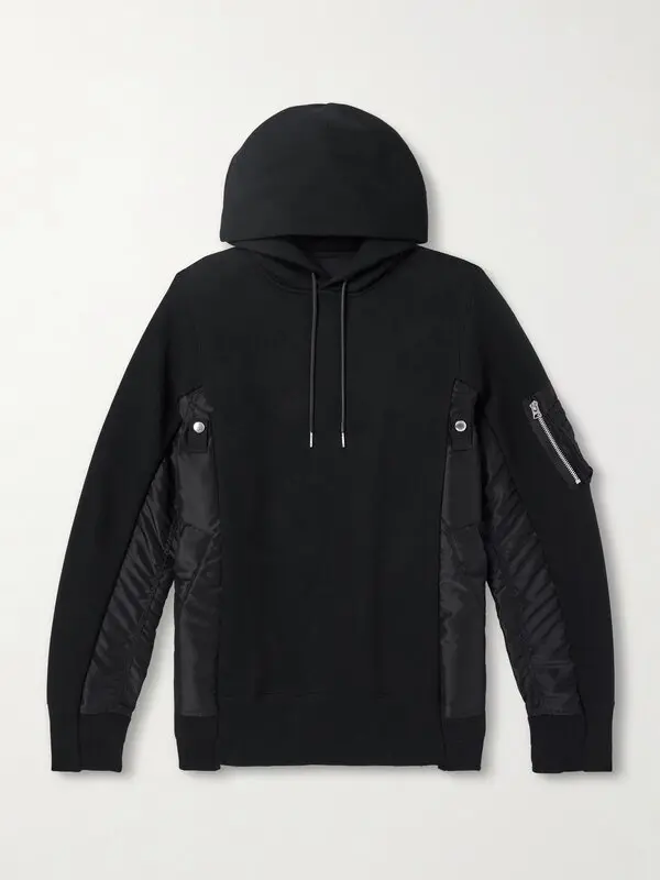 Sacai Nylon-trimmed Cotton-blend Jersey Hoodie