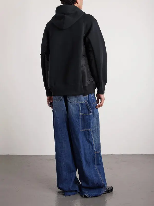 Sacai Nylon-trimmed Cotton-blend Jersey Hoodie
