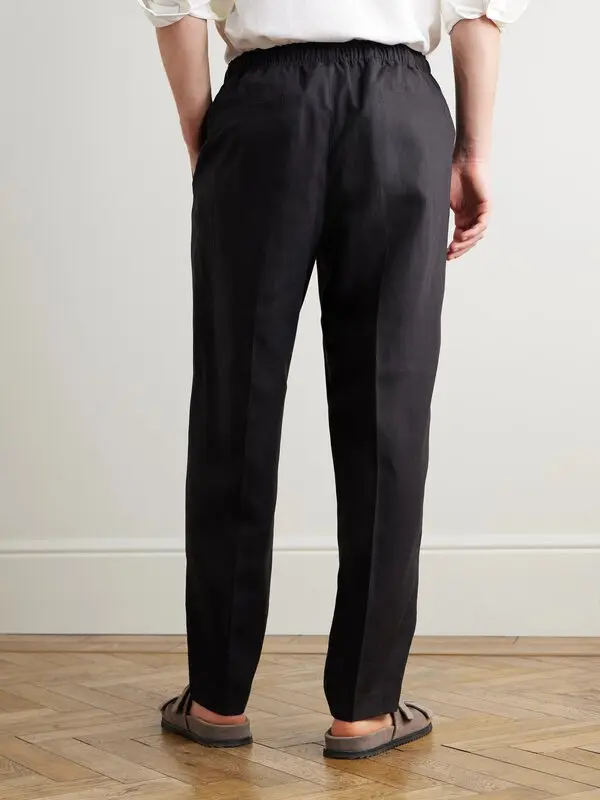Orlebar Brown Alex Tapered Linen Drawstring Trousers - Black
