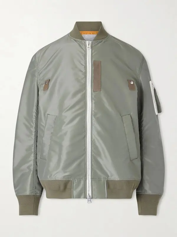 Sacai Padded Nylon-twill Bomber Jacket - Green