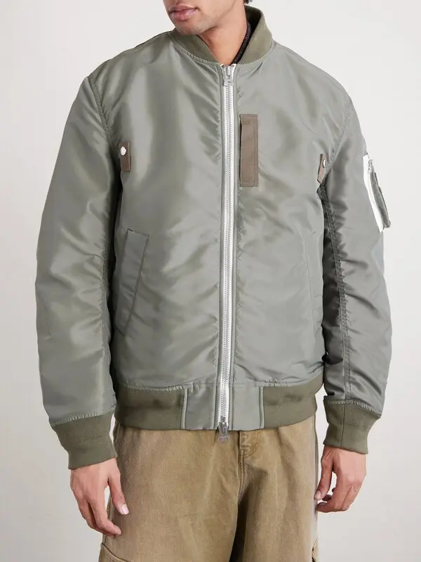 Sacai Padded Nylon-twill Bomber Jacket - Green
