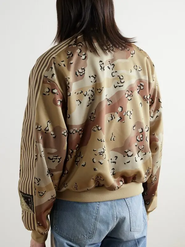 Kapital Striped Webbing-trimmed Printed Jersey Track Jacket - Neutrals