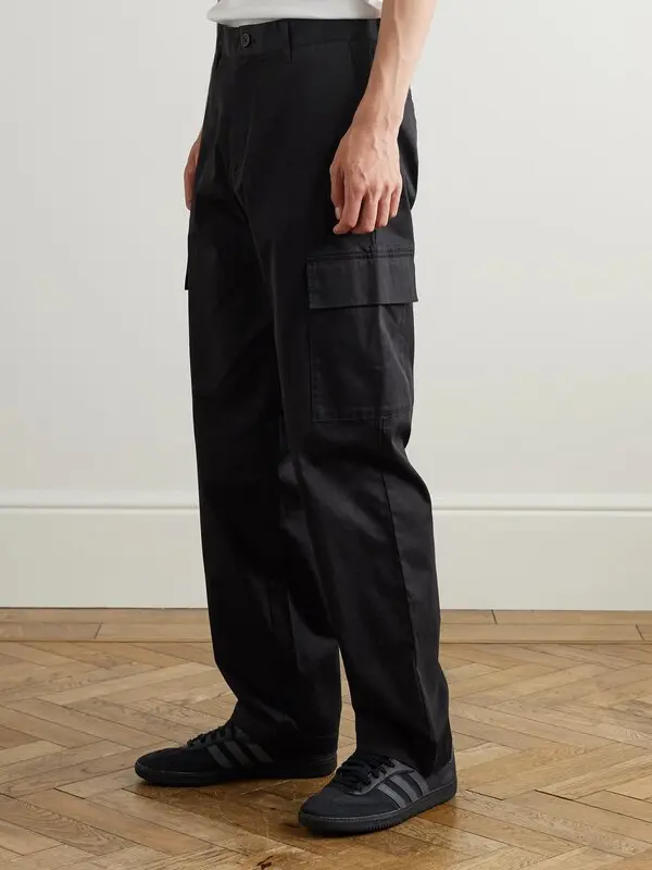 Nn07 Mylo Straight-leg Organic Cotton-blend Cargo Trousers - Black