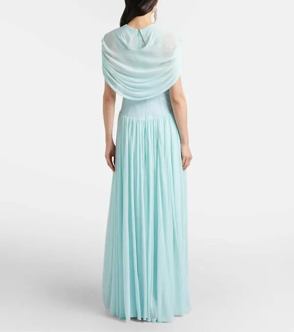 Simkhai Draped Pleated Gown - Blue