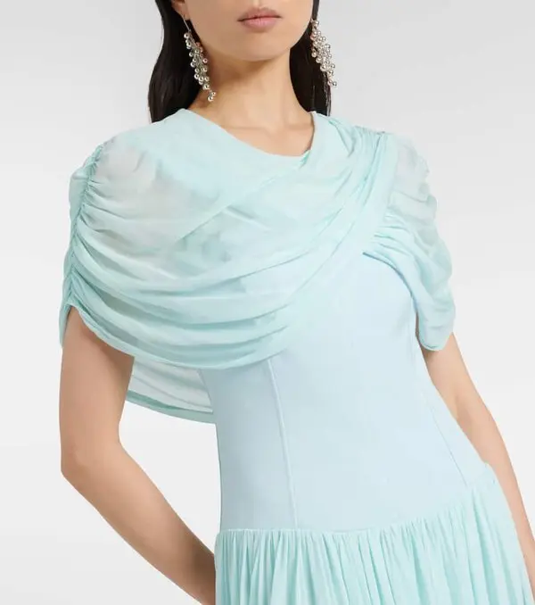 Simkhai Draped Pleated Gown - Blue