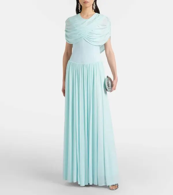 Simkhai Draped Pleated Gown - Blue