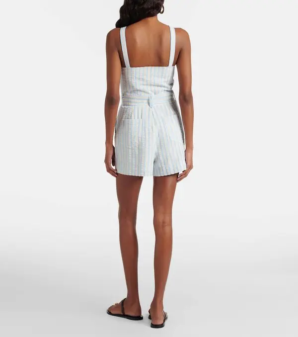 Simkhai Striped Cotton-blend Seersucker Romper