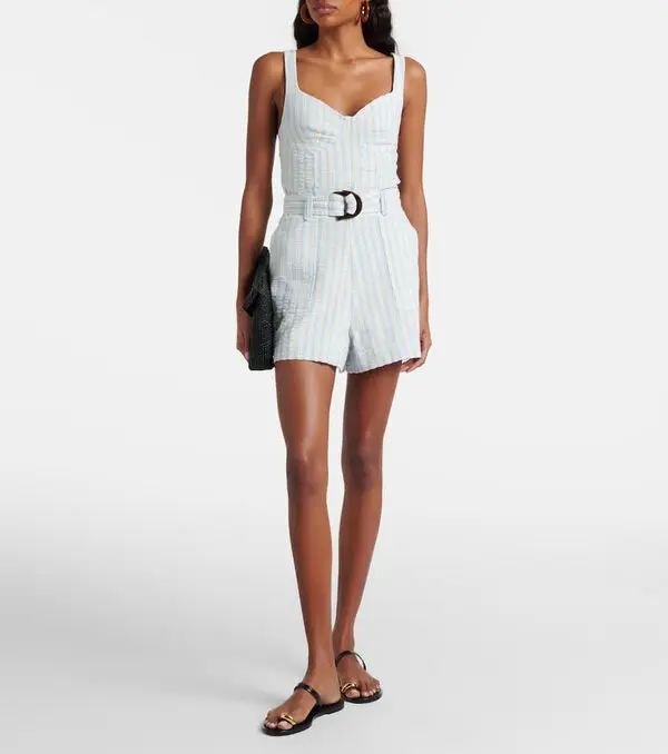 Simkhai Striped Cotton-blend Seersucker Romper