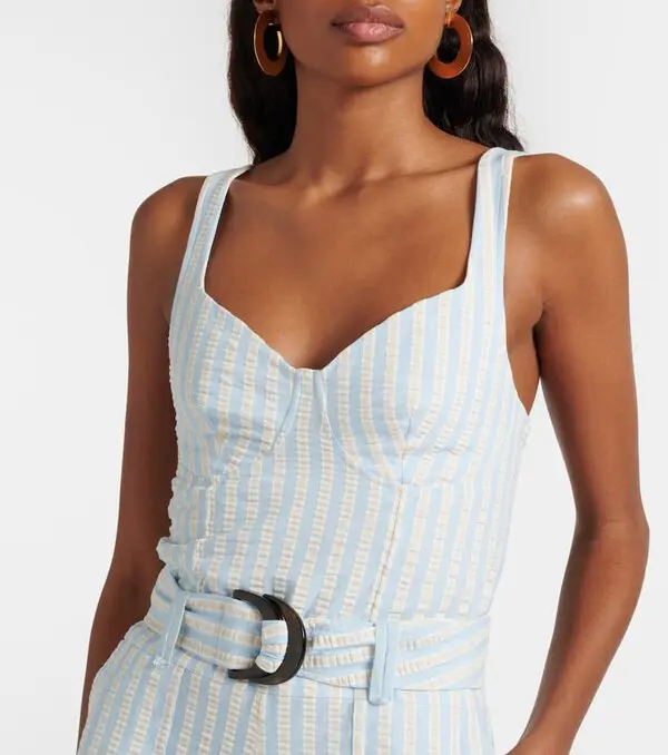 Simkhai Striped Cotton-blend Seersucker Romper