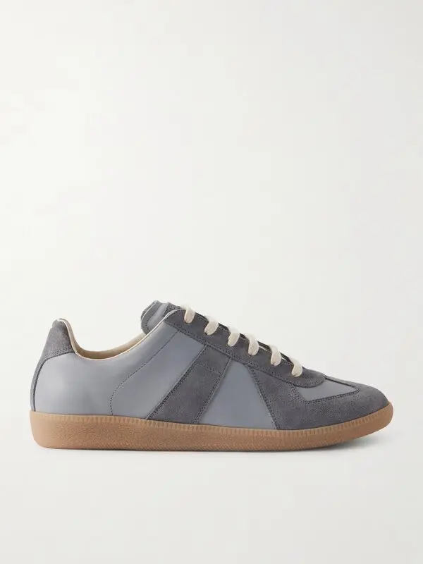 MAISON MARGIELA Replica Leather And Suede Sneakers - Gray