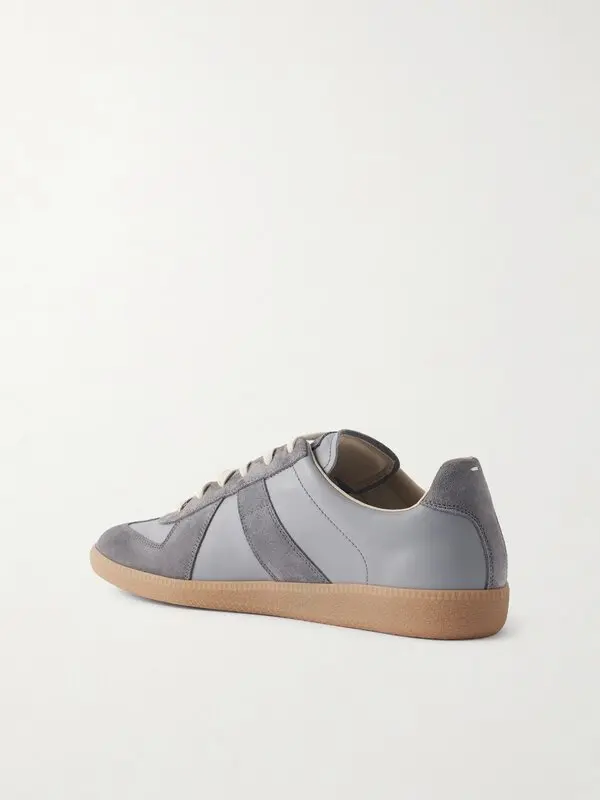 MAISON MARGIELA Replica Leather And Suede Sneakers - Gray