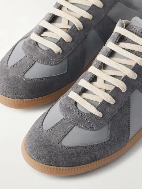 MAISON MARGIELA Replica Leather And Suede Sneakers - Gray