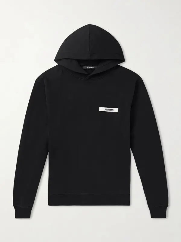 Jacquemus Logo-appliquéd Cotton-jersey Hoodie - Black