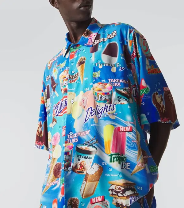 Balenciaga Printed Satin Shirt - Blue