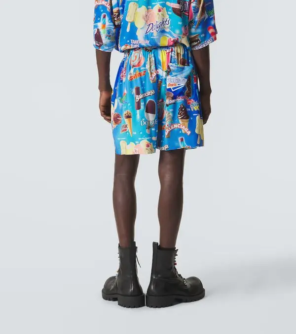 Balenciaga Printed Satin Shorts