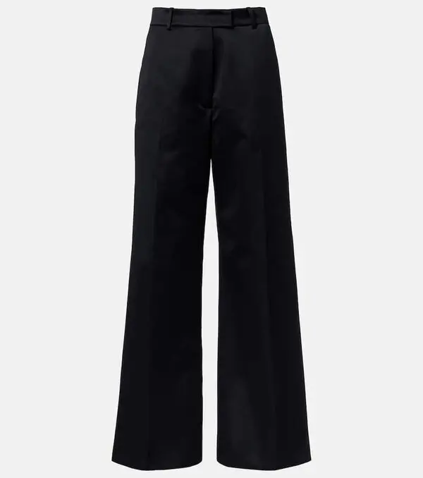 THE FRANKIE SHOP Brickell Satin Wide-leg Pants - Black