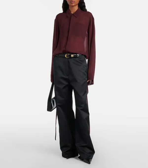 THE FRANKIE SHOP Brickell Satin Wide-leg Pants - Black