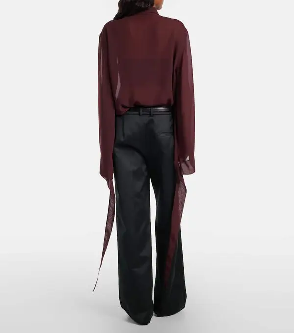 THE FRANKIE SHOP Brickell Satin Wide-leg Pants - Black