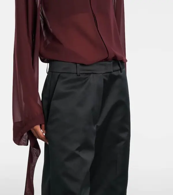 THE FRANKIE SHOP Brickell Satin Wide-leg Pants - Black