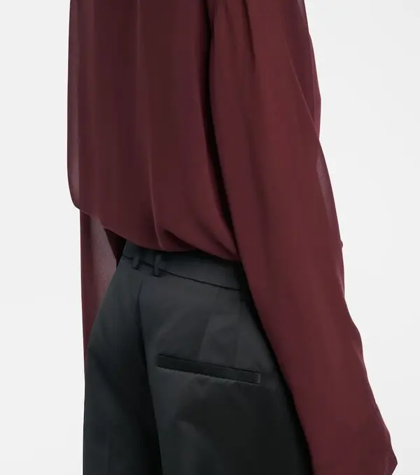 THE FRANKIE SHOP Brickell Satin Wide-leg Pants - Black