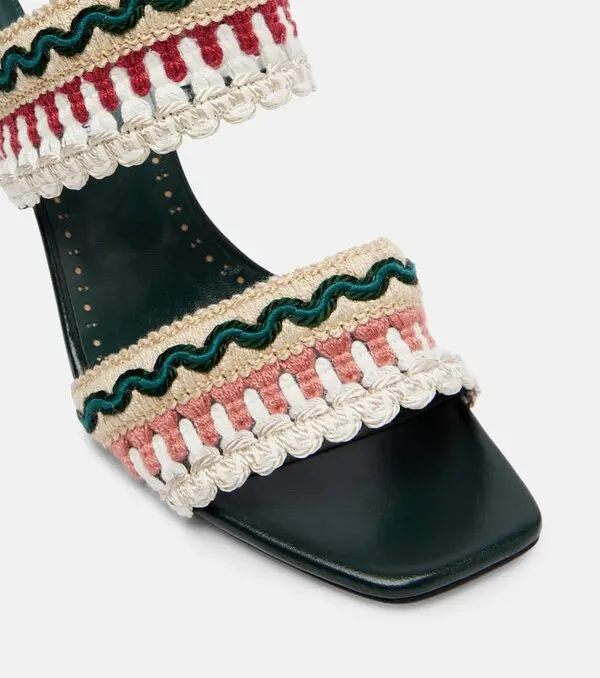 Manolo Blahnik Leather-trimmed Knitted Mules - Multicoloured