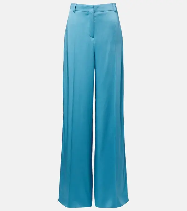 Stella McCartney Satin Wide-leg Pants - Turquoise
