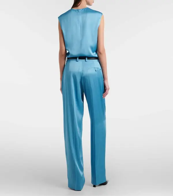 Stella McCartney Satin Wide-leg Pants - Turquoise