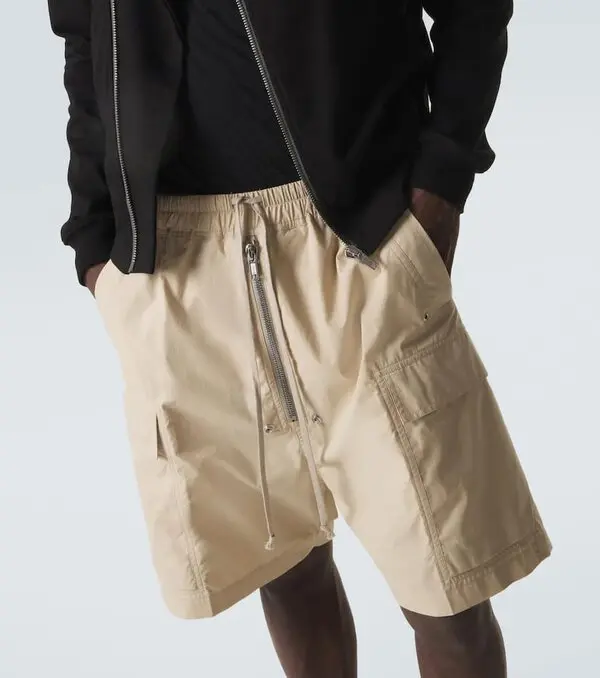 Rick Owens Cotton Cargo Shorts - Beige