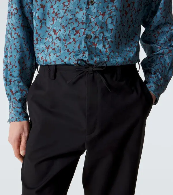 Dries Van Noten Cotton Straight Pants - Black