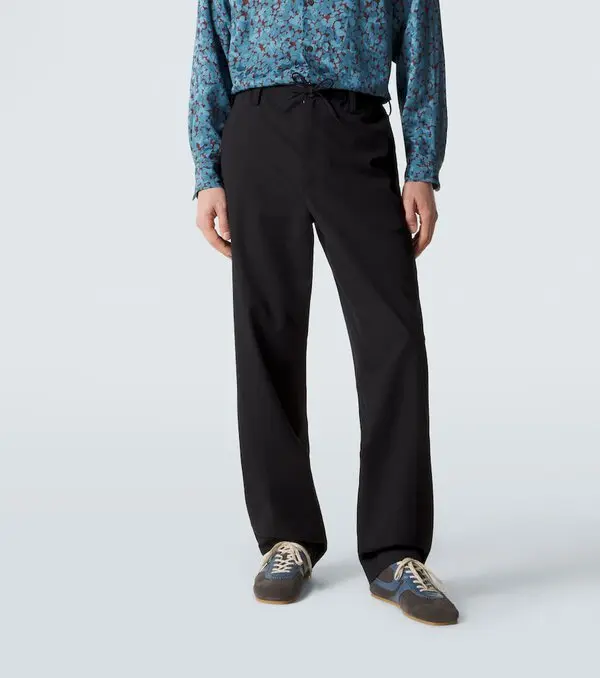 Dries Van Noten Cotton Straight Pants - Black