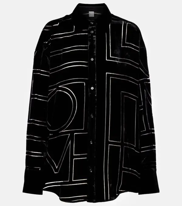 TOTEME Logo Oversized Velvet Devore Shirt