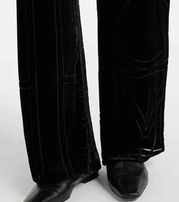 TOTEME Logo Velvet Wide-leg Pants