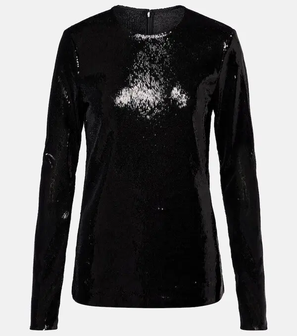TOTEME Sequined Long-sleeve Top - Black