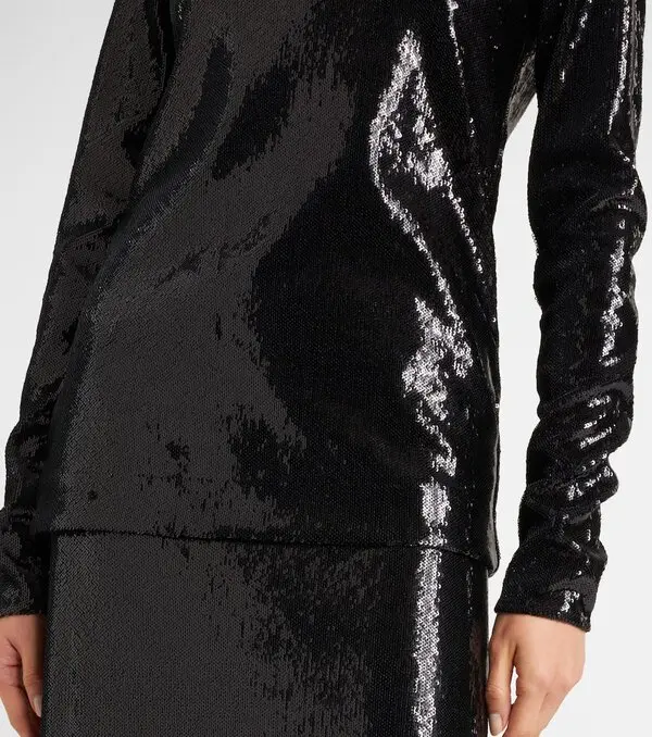 TOTEME Sequined Long-sleeve Top - Black
