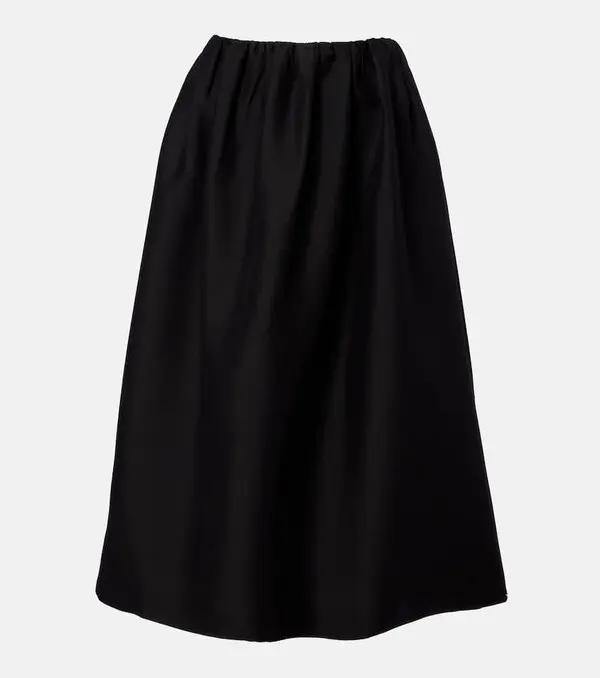 TOTEME Gathered Wool And Silk Midi Skirt