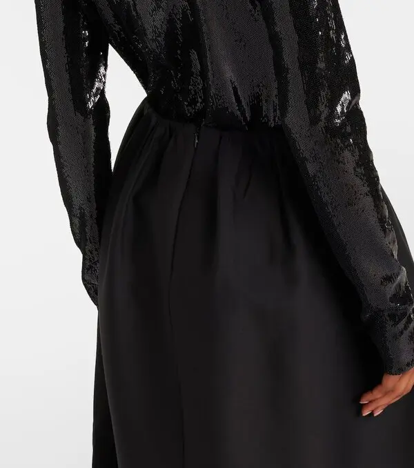 TOTEME Gathered Wool And Silk Midi Skirt