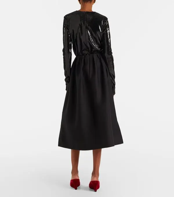 TOTEME Gathered Wool And Silk Midi Skirt