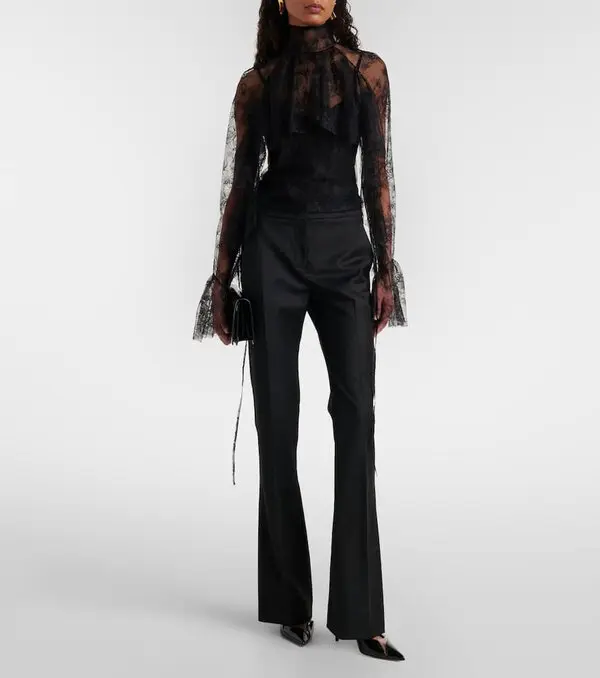 Blumarine Sheer Lace Turtleneck Blouse