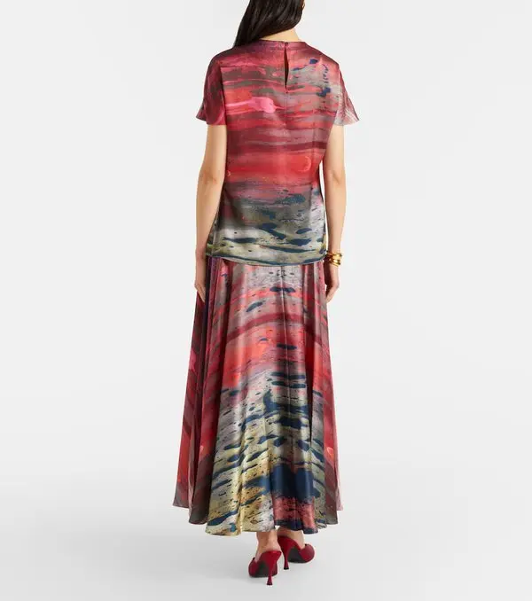 ROKSANDA Printed Silk Satin Maxi Skirt - Multicoloured
