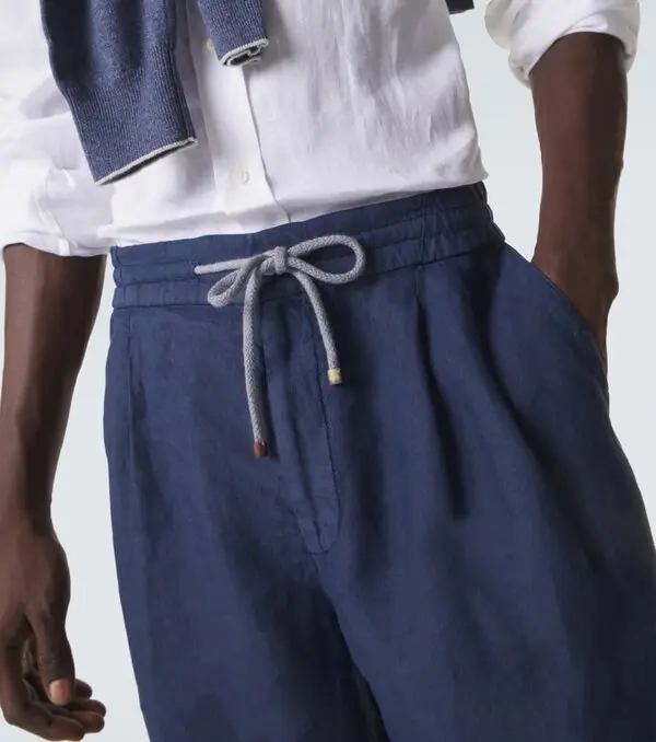 Brunello Cucinelli Linen Shorts - Blue