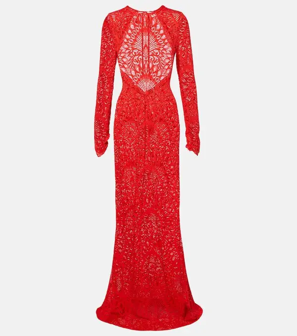 ALEXANDRA MIRO Isabella Lace Maxi Dress - Red