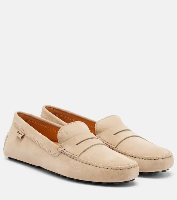TOD'S Gommino Suede Driving Shoes - Beige
