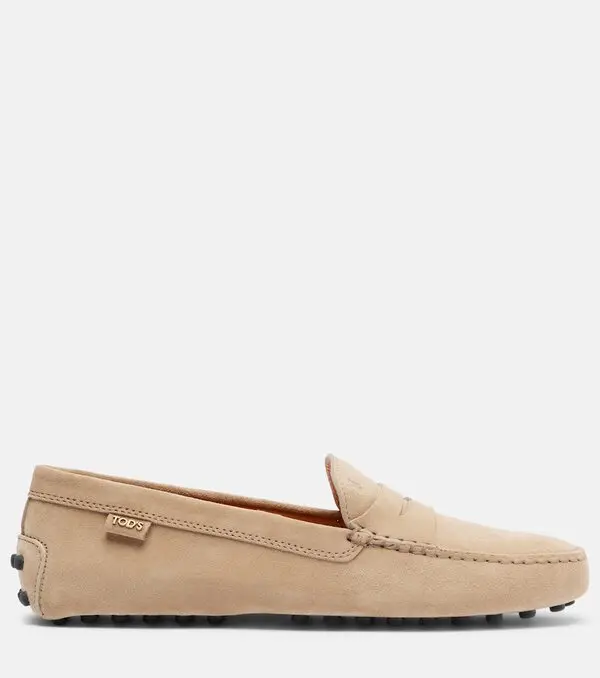 TOD'S Gommino Suede Driving Shoes - Beige