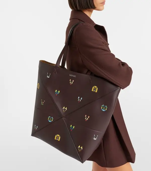 Loewe X Louis Wain Puzzle Fold Cats Leather Tote Bag