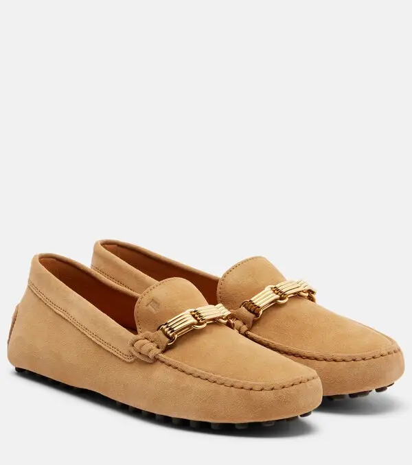 TOD'S Gommino Suede Driving Shoes - Beige