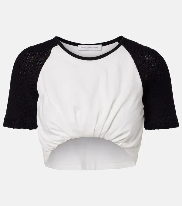 Christopher Esber Gathered Cotton Jersey Crop Top