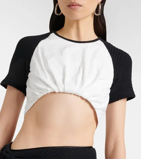 Christopher Esber Gathered Cotton Jersey Crop Top