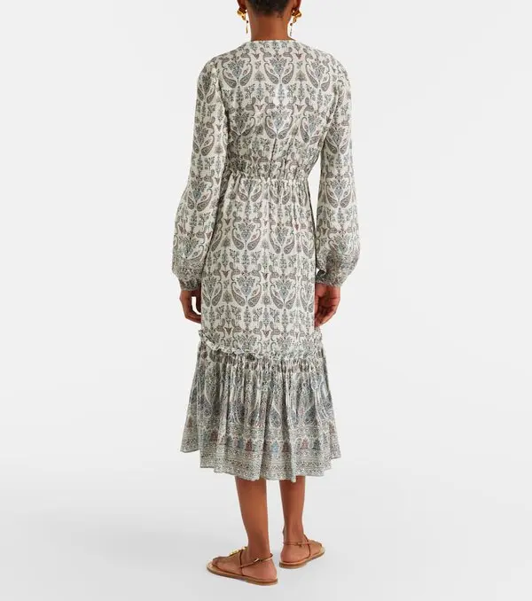 Veronica Beard Vani Paisley Ruffled Midi Dress - Multicoloured